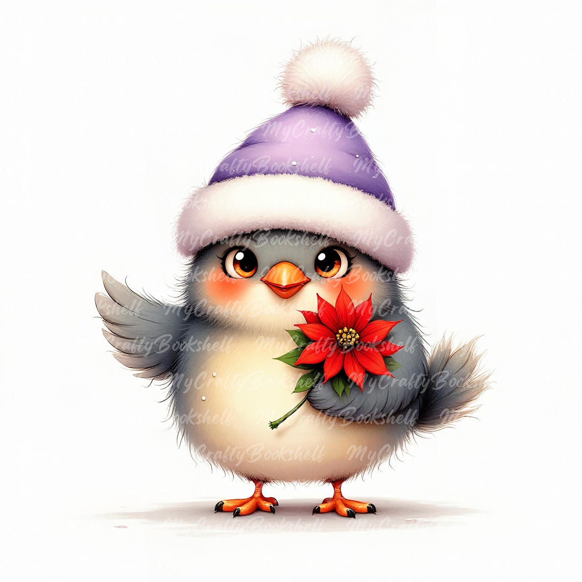 9 Cute Whimsical Christmas Bird Clipart, Funny Bird Clipart, Jpgs ...