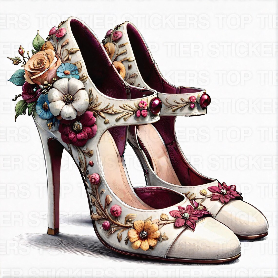 21 Floral Prom Shoes Clipart, High Heels Clipart, Digital Clipart ...