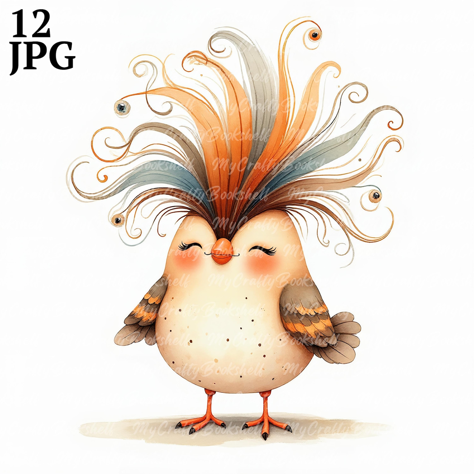 Quirky Watercolor Quail Clipart: Whimsical Bird Pngs (commercial Use ...