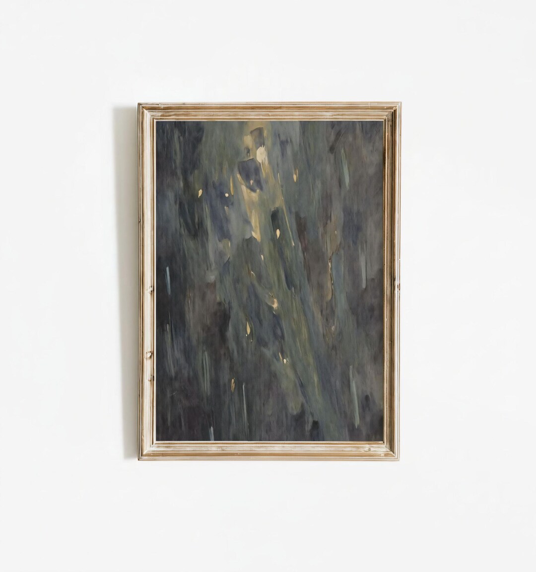 Moody Dark Abstract Vertical Wall Art Print: Deep Forest Green Painting ...