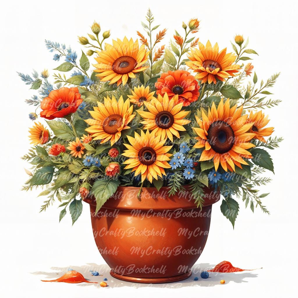 Watercolor Spring Flower Clipart Set: Printable Flowerbed Pngs (digital ...