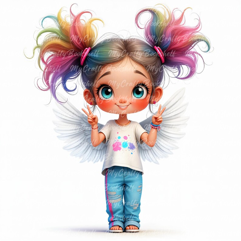 Whimsical Angel Clipart: Watercolor Pngs, Commercial Use (instant ...