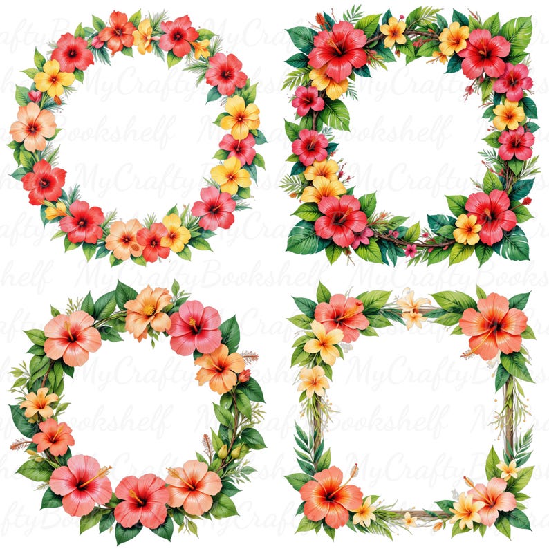 Hibiscus Flower Clipart: Tropical PNG Graphics for Commercial Use ...