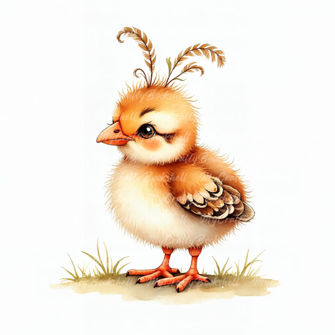 Quirky Watercolor Quail Clipart: Whimsical Bird Pngs (commercial Use ...