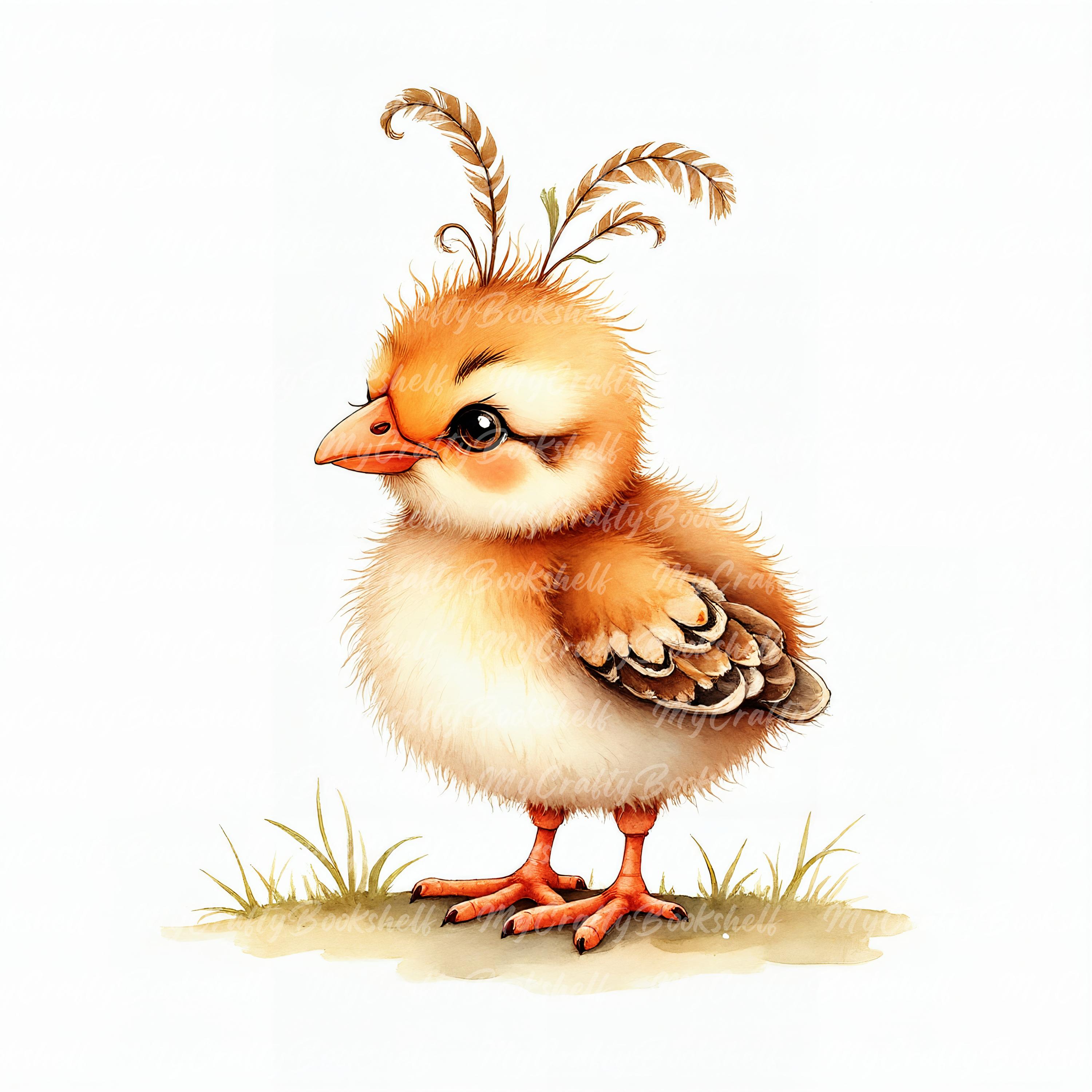 Quirky Watercolor Quail Clipart: Whimsical Bird Pngs (commercial Use ...