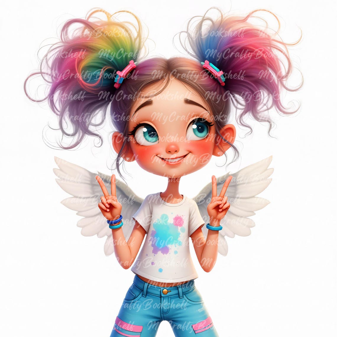 Whimsical Angel Clipart: Watercolor Pngs, Commercial Use (instant ...