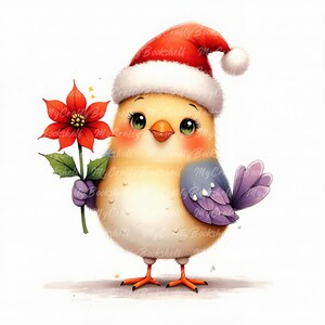 9 Cute Whimsical Christmas Bird Clipart, Funny Bird Clipart, Jpgs ...