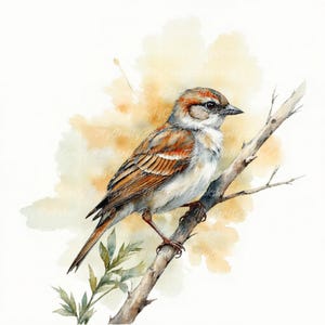 8 Sparrow Clipart, Sparrow Bird, Printable Watercolor Clipart, High ...