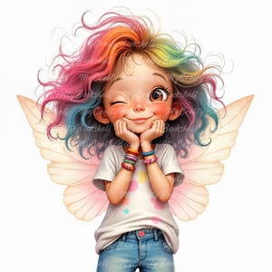 Whimsical Angel Clipart: Watercolor Pngs, Commercial Use (instant ...