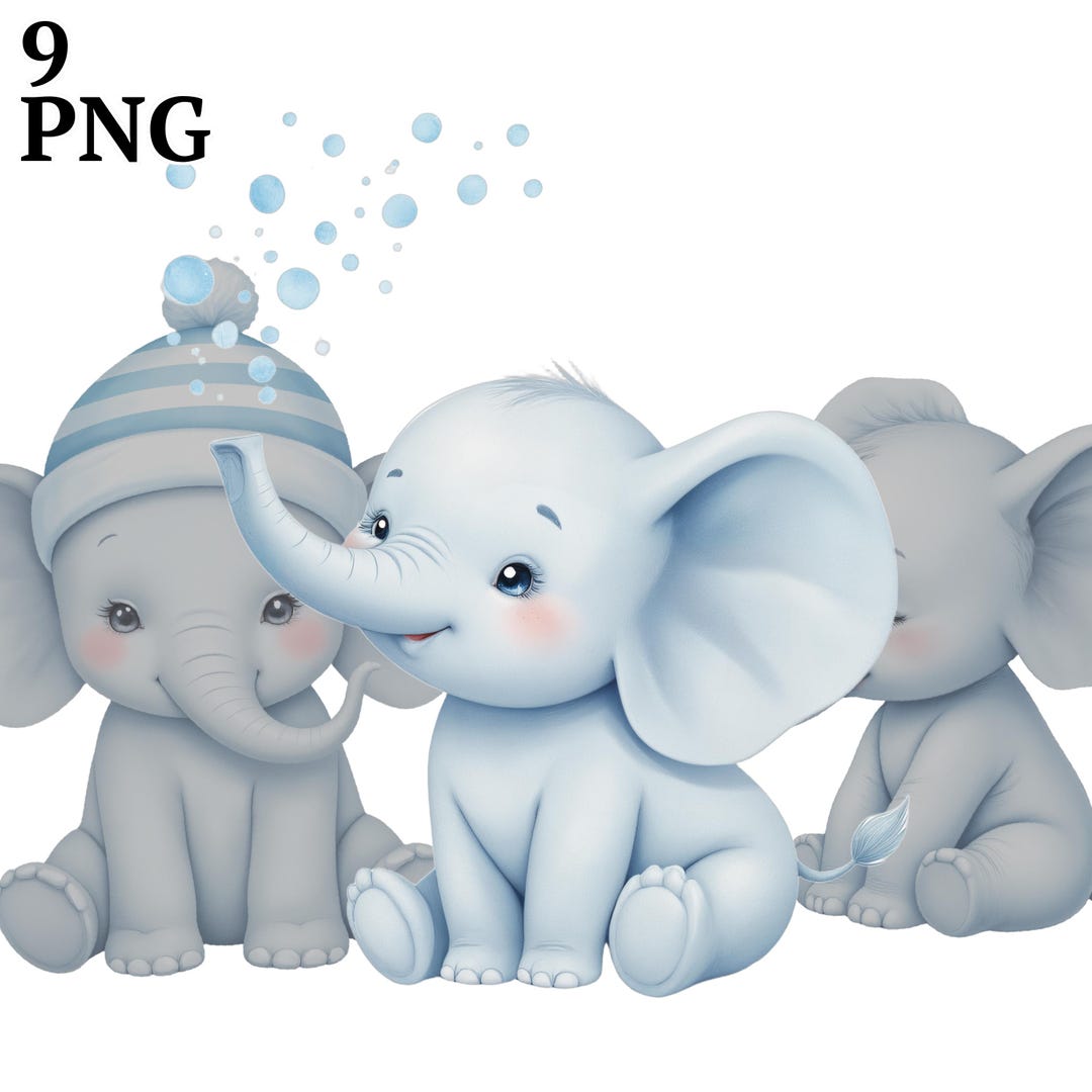 9 Blue Elephant Nursery Clipart, Boys Elephant Clip Art, High Res PNG ...