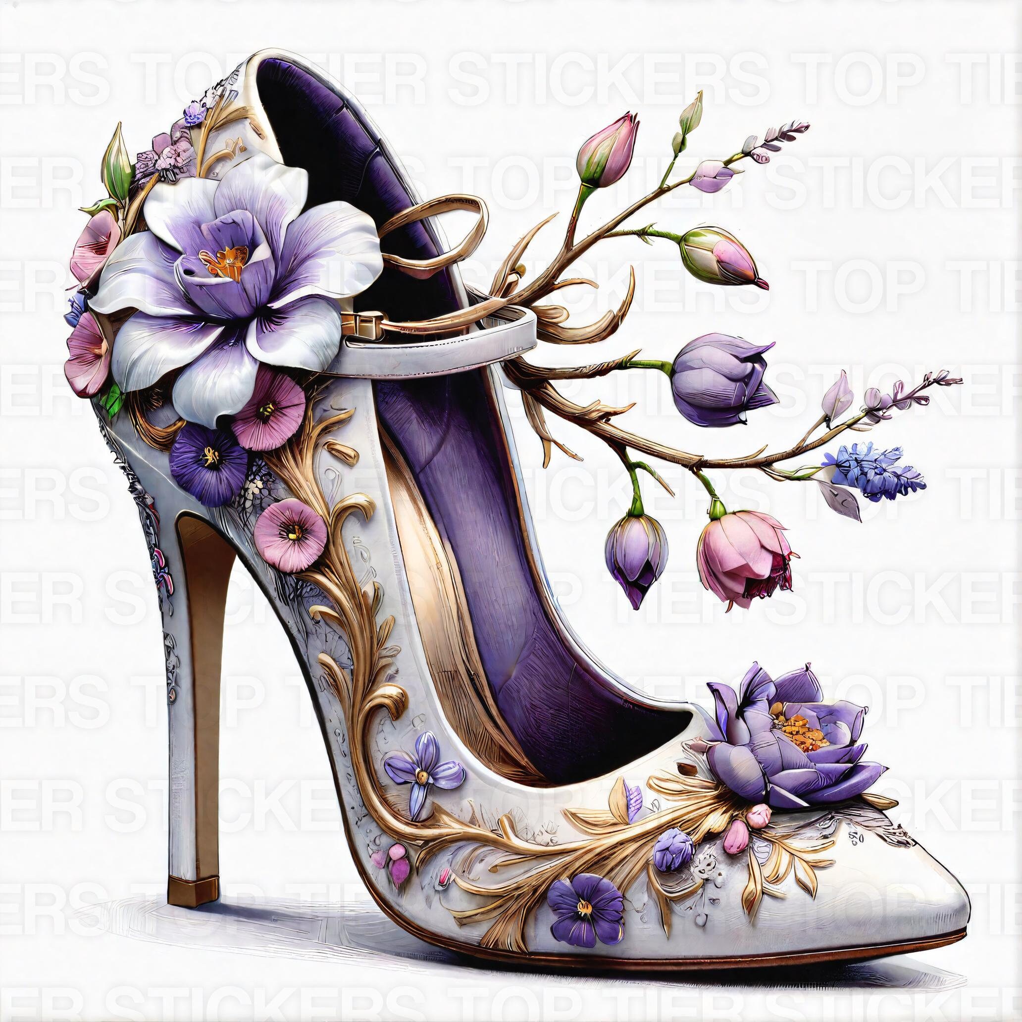 21 Floral Prom Shoes Clipart, High Heels Clipart, Digital Clipart ...