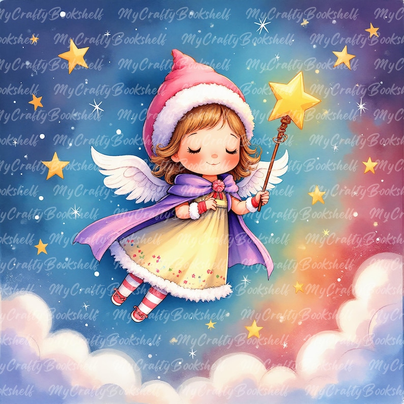 Whimsical Angel Watercolor Clipart: High-res Pngs (digital Download) - Etsy