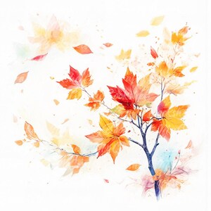 Watercolor Autumn Leaves Clipart: Windy Fall Pngs (digital Download) - Etsy
