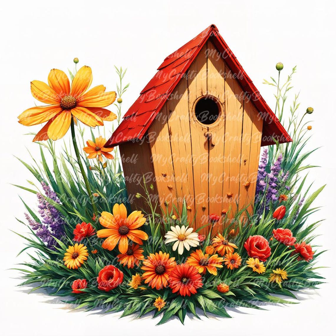 Watercolor Spring Flower Clipart Set: Printable Flowerbed Pngs (digital ...