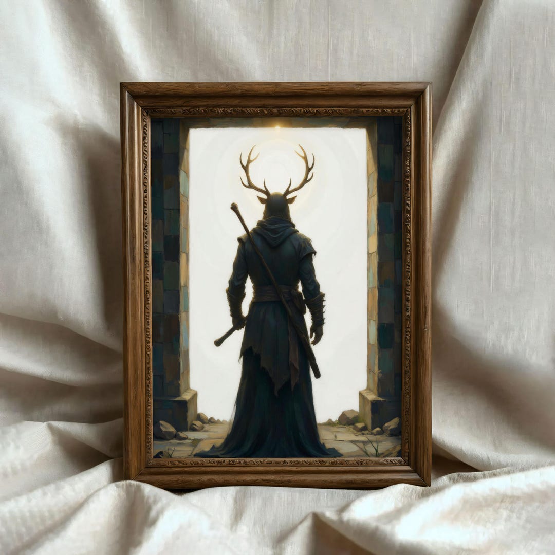 Druid Wall Art Druid Portal Painting: Winter Solstice Art, Stag Antlers ...