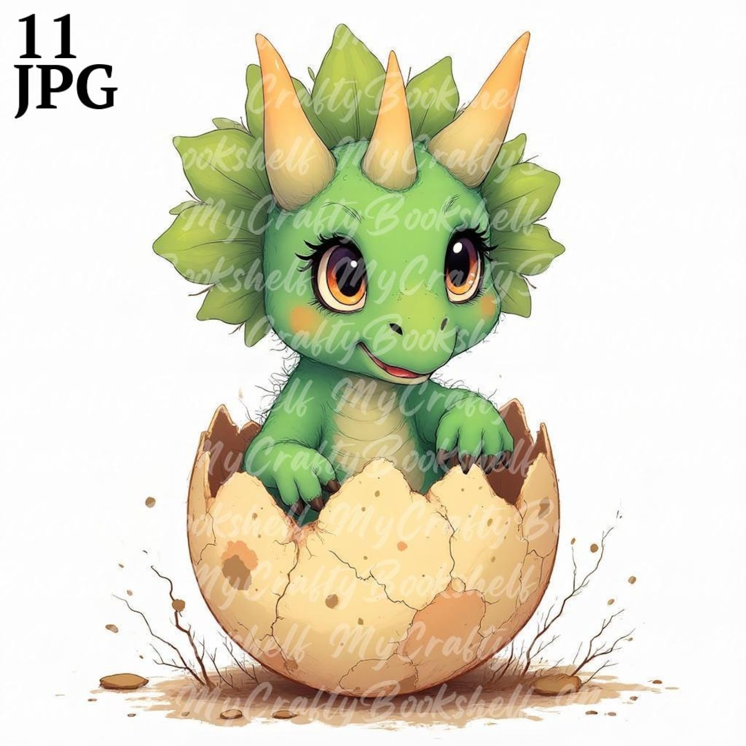 11 Dinosaur Hatching Clipart, Dinosaur Egg, Printable Watercolor ...