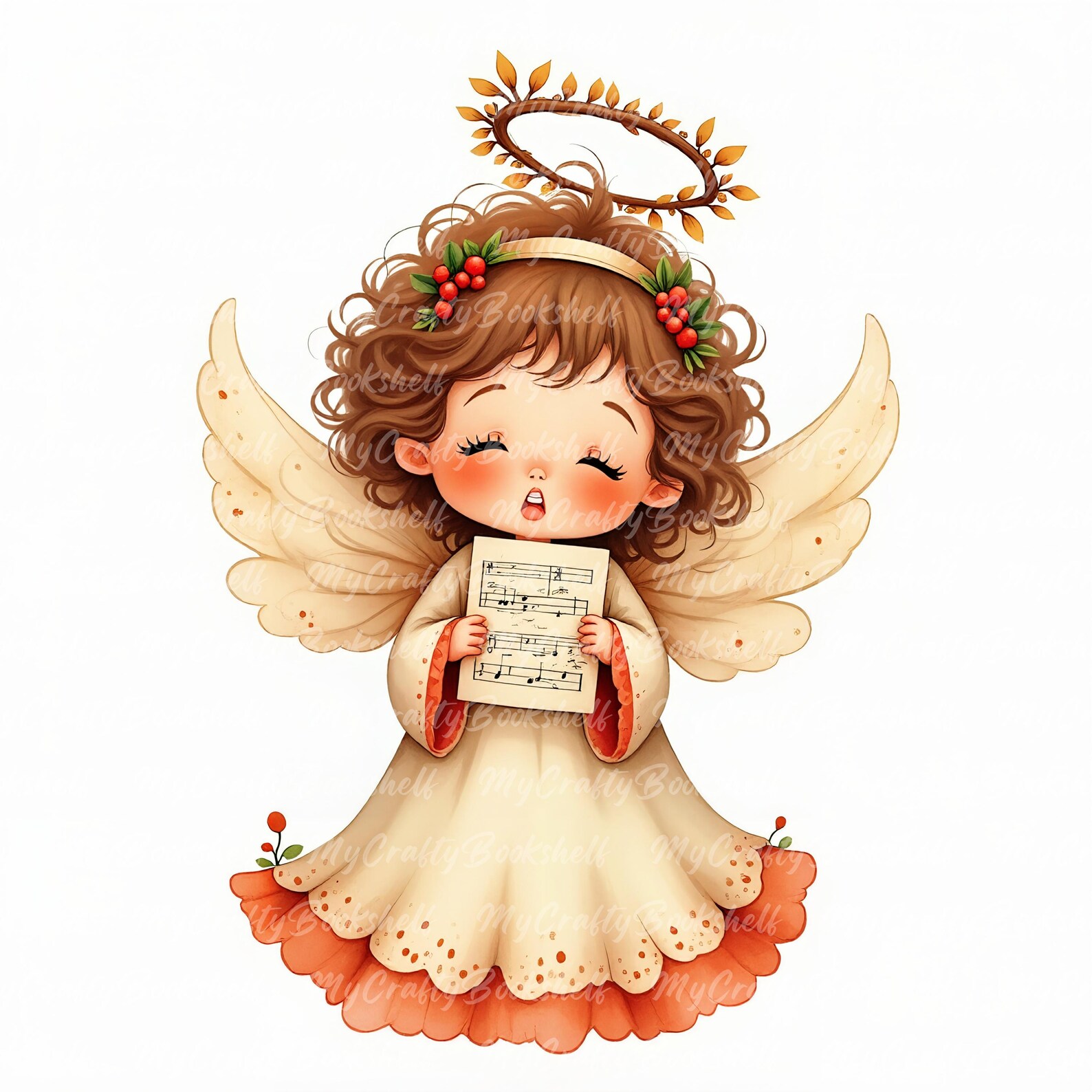 Christmas Angel Clipart Bundle: Watercolor Singing Angels (digital ...