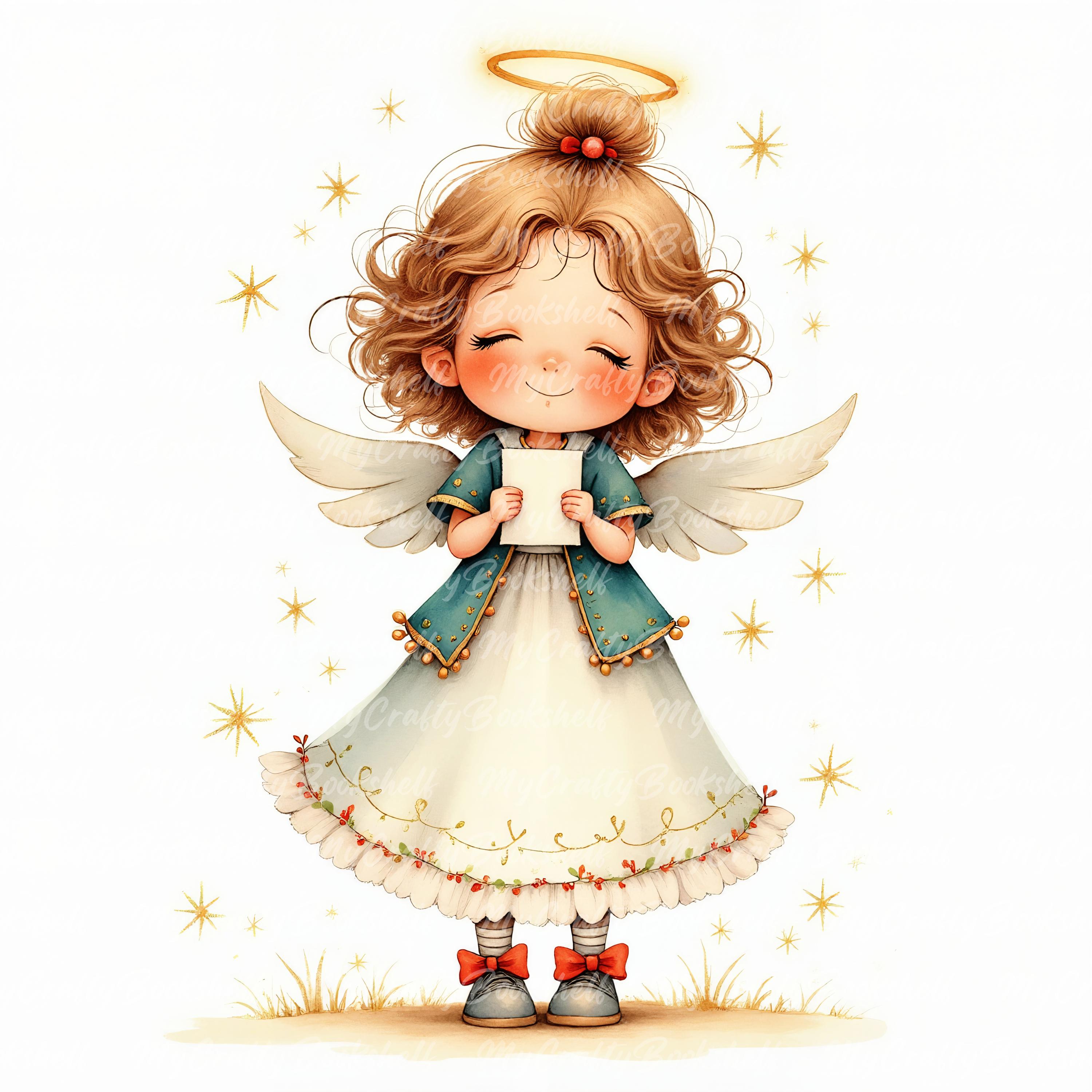 Christmas Angel Clipart Bundle: Watercolor Singing Angels (digital ...