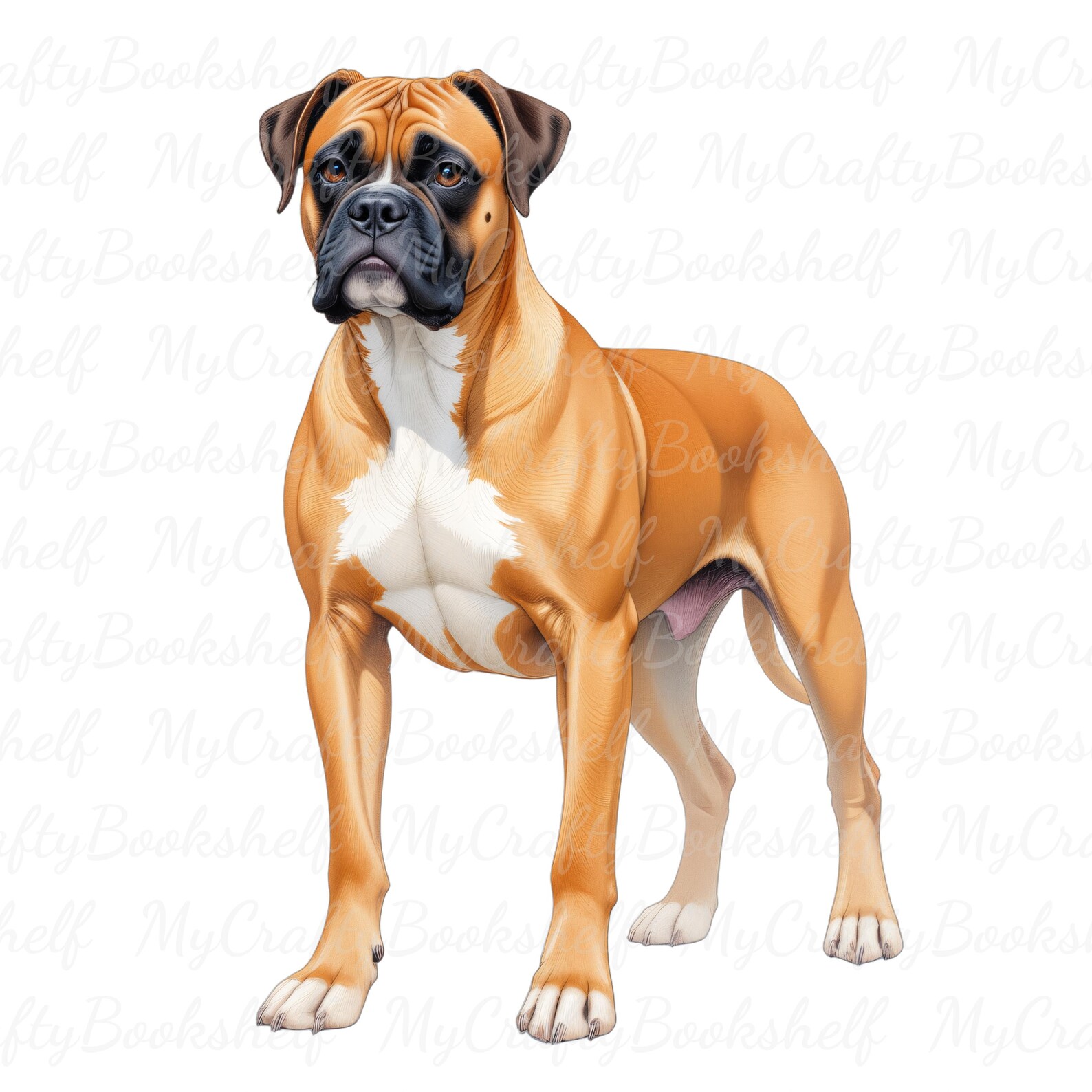 Boxer Dog Clipart: Realistic Puppy PNG, Commercial Use (digital ...