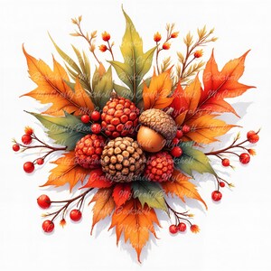 18 Fall Cluster Clipart High Res Watercolor Clipart JPG, Junk ...