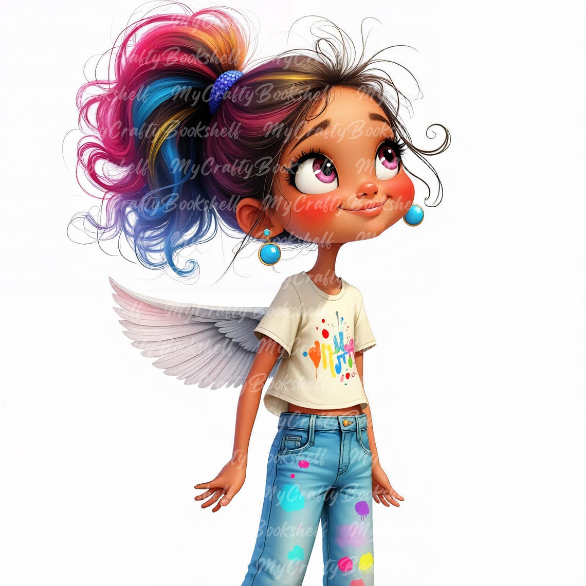 Whimsical Angel Clipart: Watercolor Pngs, Commercial Use (instant ...
