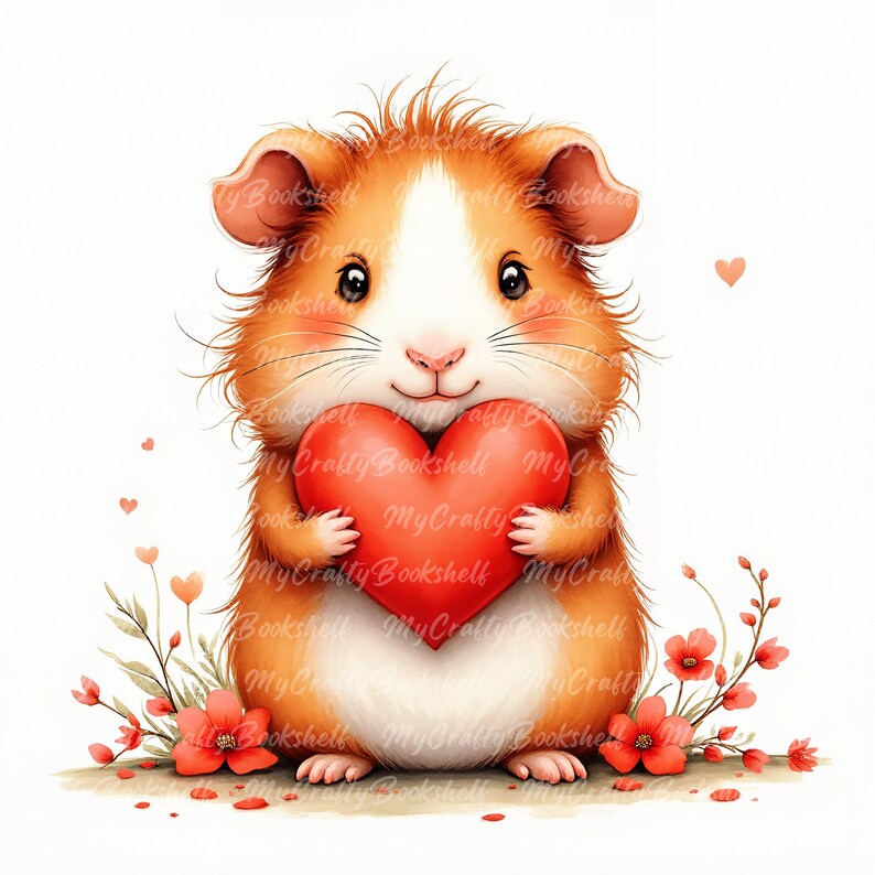 Valentine's Day Guinea Pig Clipart Bundle: Collage Images (digital ...