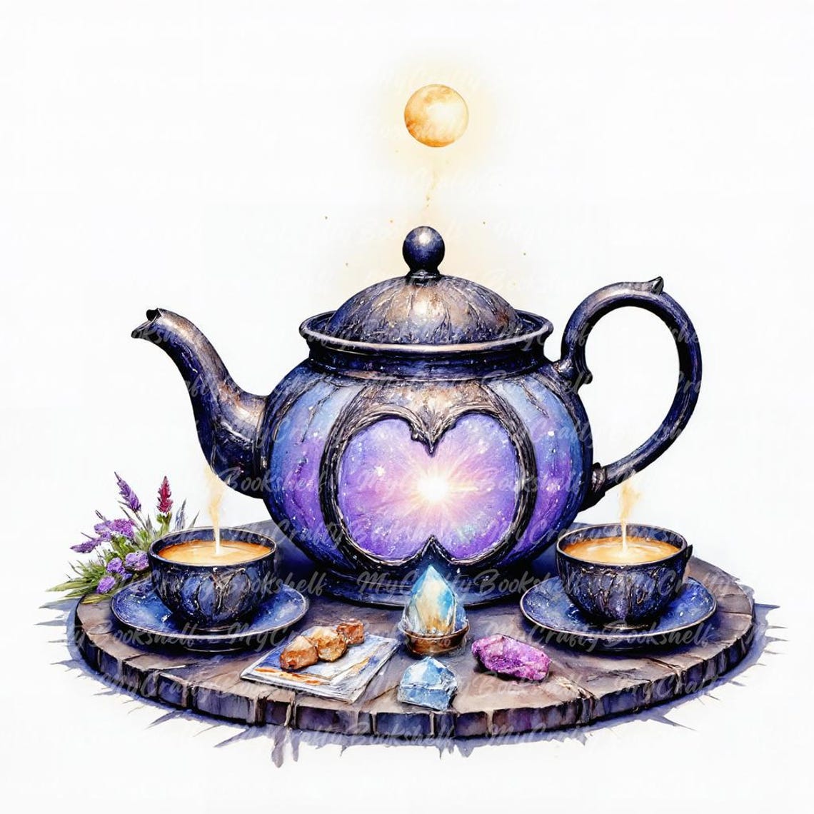 Mystical Witch Tea Clipart: Watercolor Tea Cup Ritual (digital Download ...