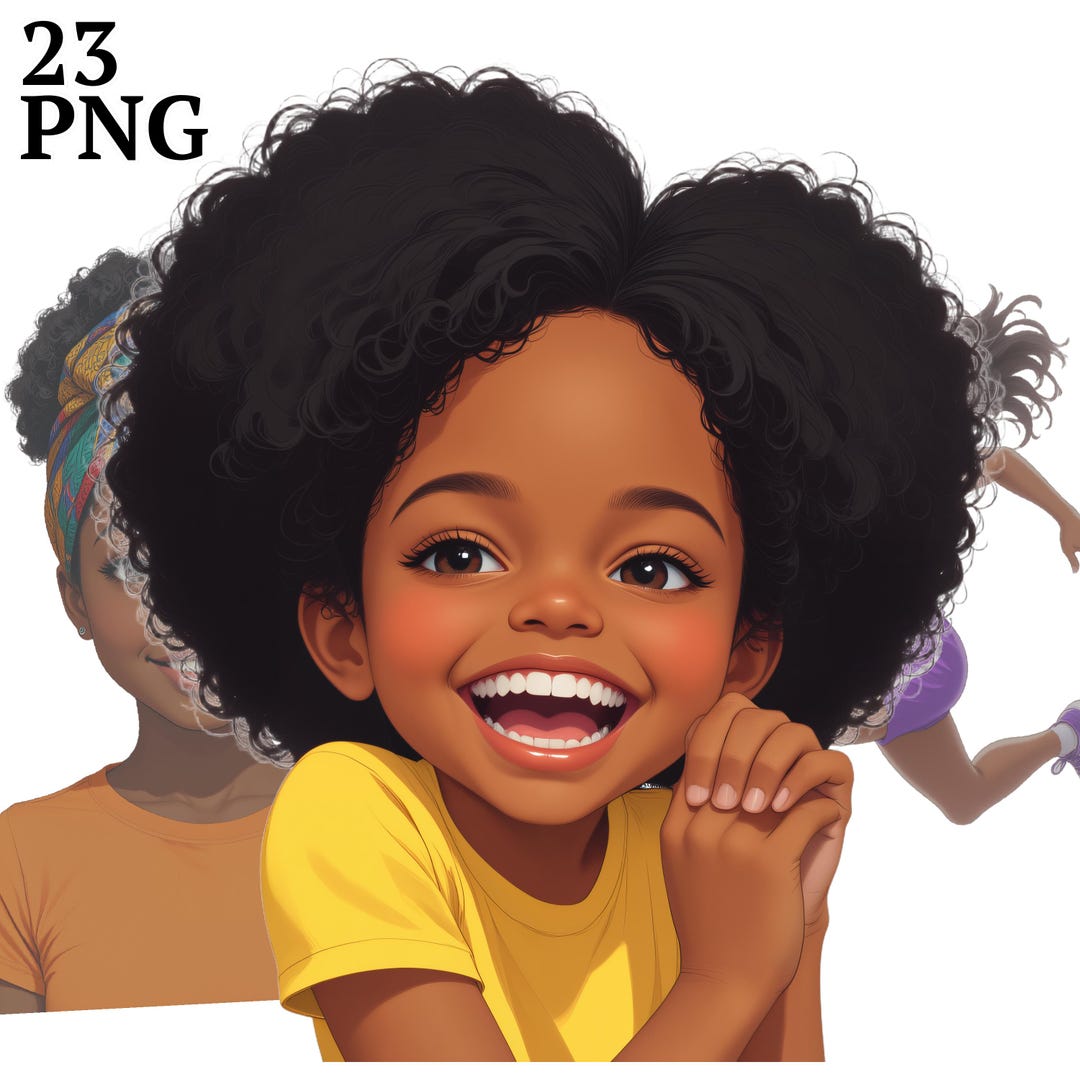 Black Girl Clipart: African American Kids PNG, Scrapbook Graphics ...