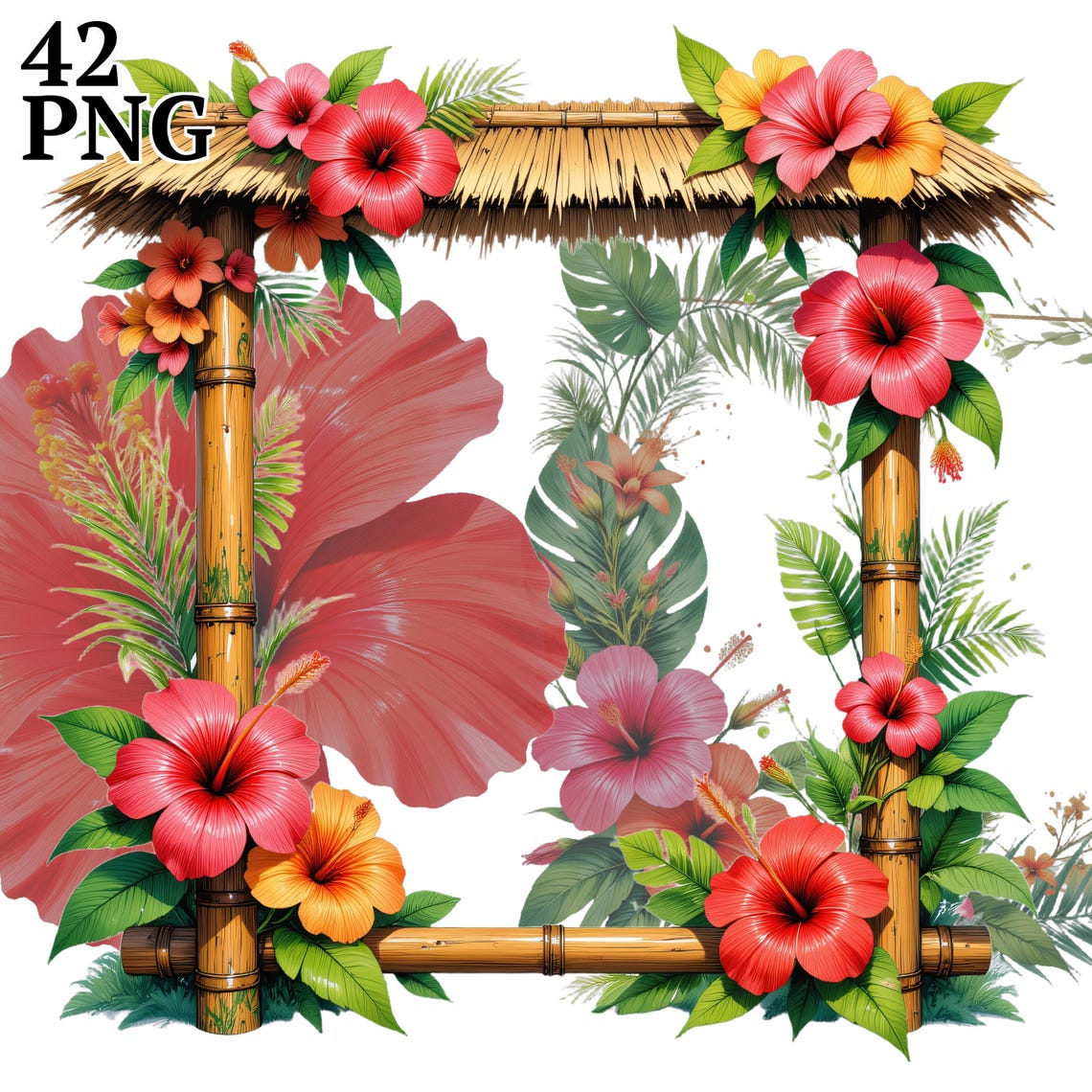 Hibiscus Flower Clipart: Tropical PNG Graphics for Commercial Use ...