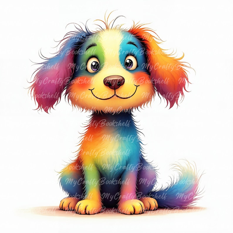 11 Cute Whimsical Puppy Clipart, Funny Colorful Dog Clipart, High Res ...