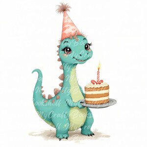Cartoon Dinosaur Clipart: Watercolor Birthday PNG (digital Download) - Etsy