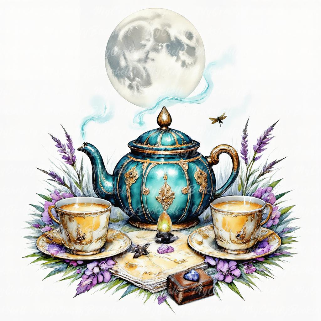 Mystical Witch Tea Clipart: Watercolor Tea Cup Ritual (digital Download ...