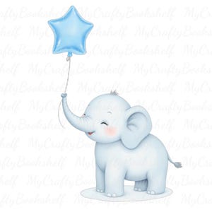 9 Blue Elephant Nursery Clipart, Boys Elephant Clip Art, High Res PNG ...