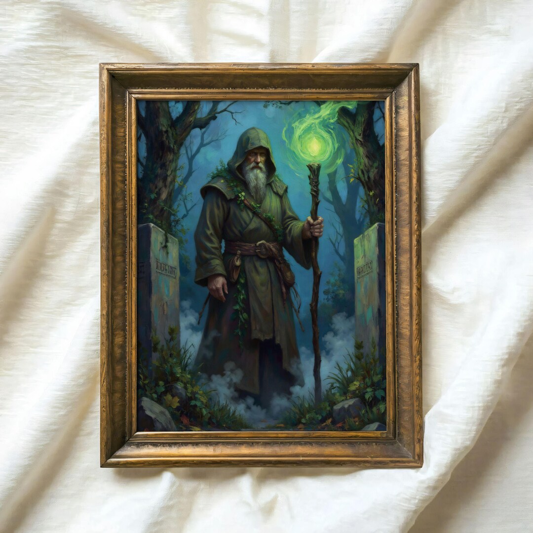 Druid Wall Art Dark Fantasy Druid Forest Print: Moody Autumn Portrait ...