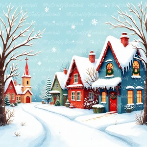 13 Vintage Christmas Town Clipart Bundle Watercolor Clipart JPG, Junk ...