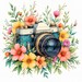 11 Vintage Floral Camera Clipart, Photo Camera, Printable Watercolor ...