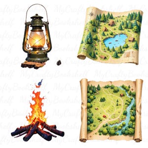 30 Camping Clipart, Summer Camp Clip Art, Adventure Outdoor Nature PNG ...