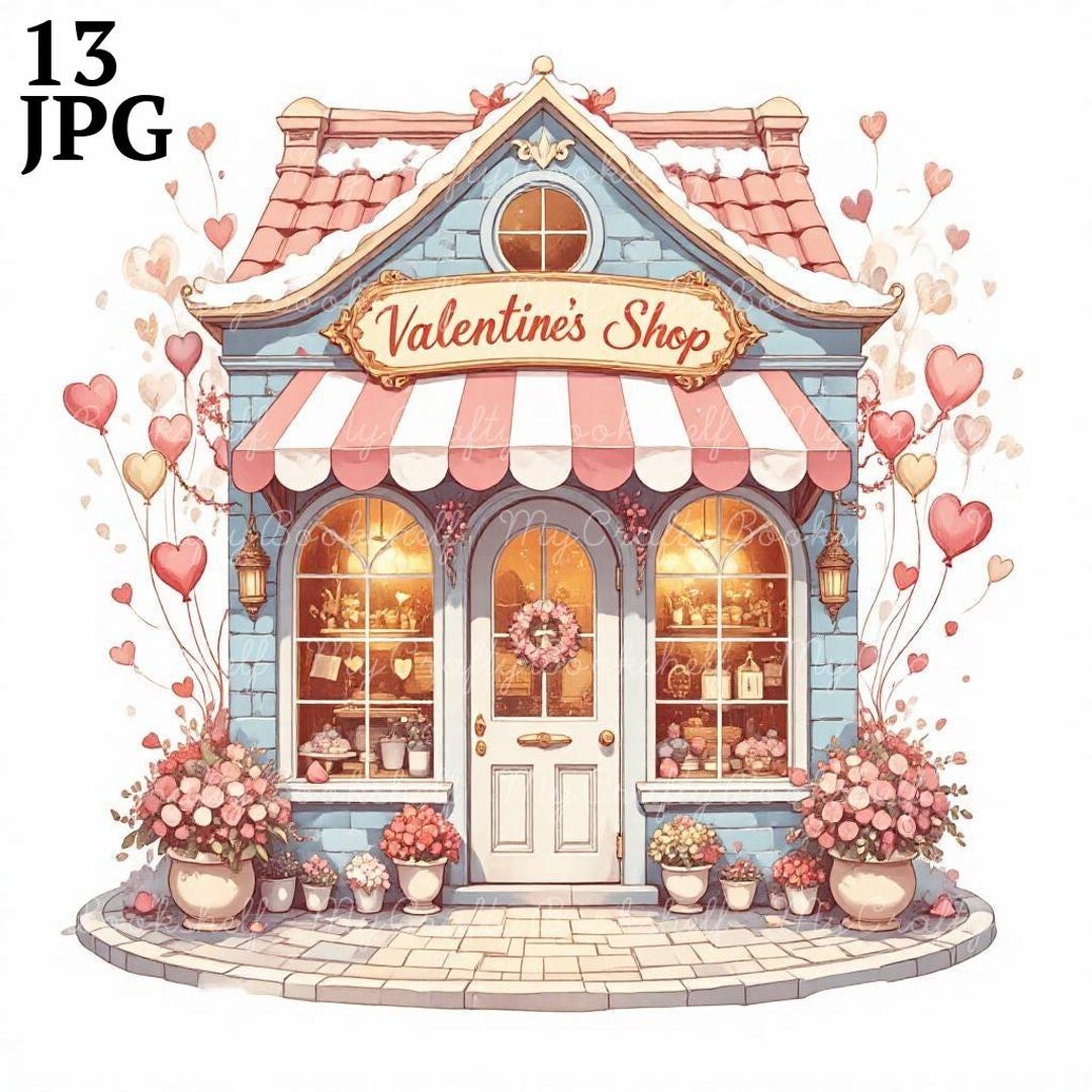 Valentine's Shop Watercolor Clipart Bundle (PNG Printable) - Etsy