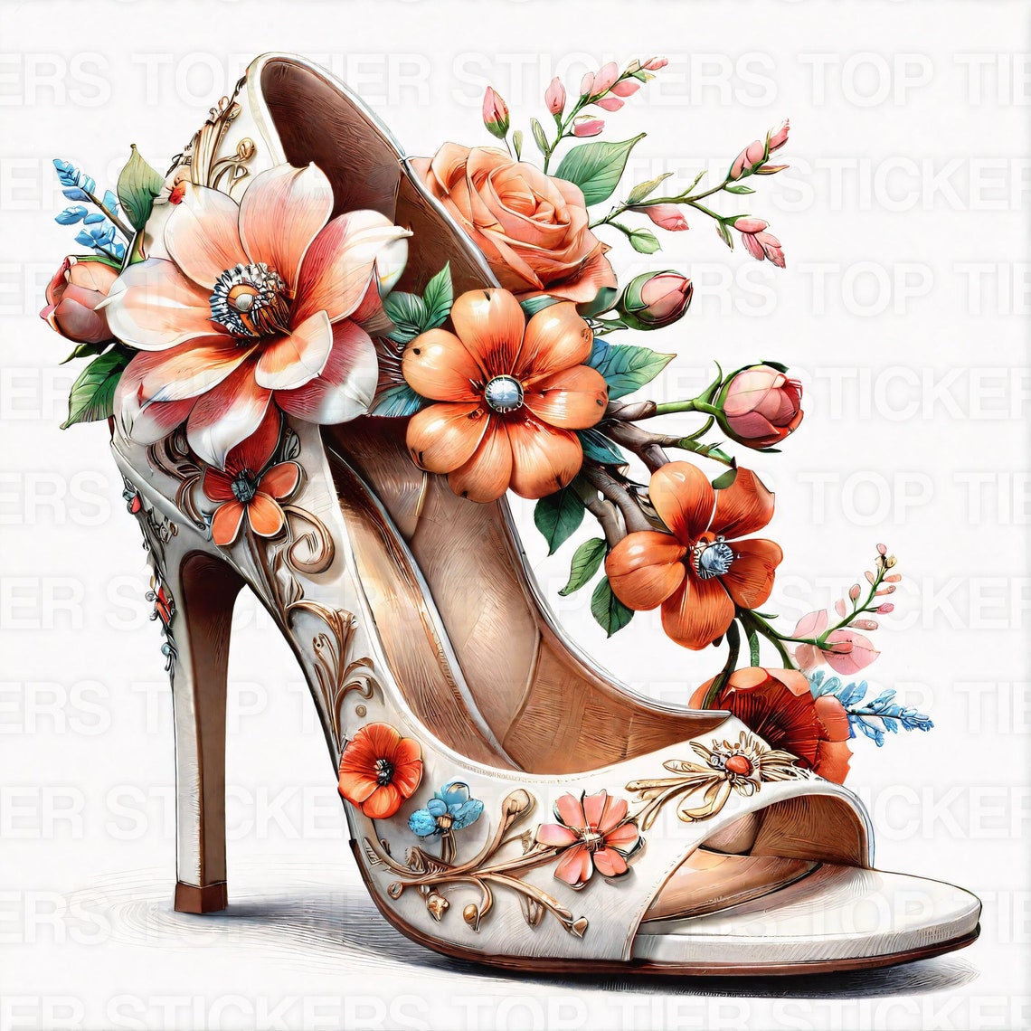 21 Floral Prom Shoes Clipart, High Heels Clipart, Digital Clipart ...