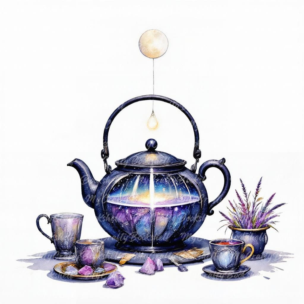 Mystical Witch Tea Clipart: Watercolor Tea Cup Ritual (digital Download ...