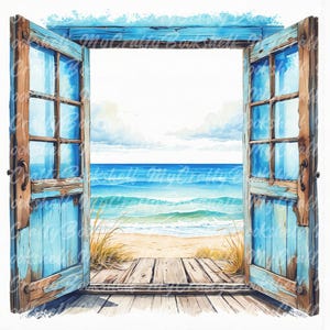 Ocean View Clipart: Watercolor Window to Sea Pngs (digital Download) - Etsy