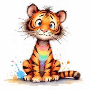 7 Cute Whimsical Tiger Clipart, Funny Tiger Clipart, High Quality JPG ...