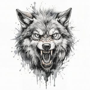 13 Tribal Wolf Clipart Black And White Printable Watercolor Clipart