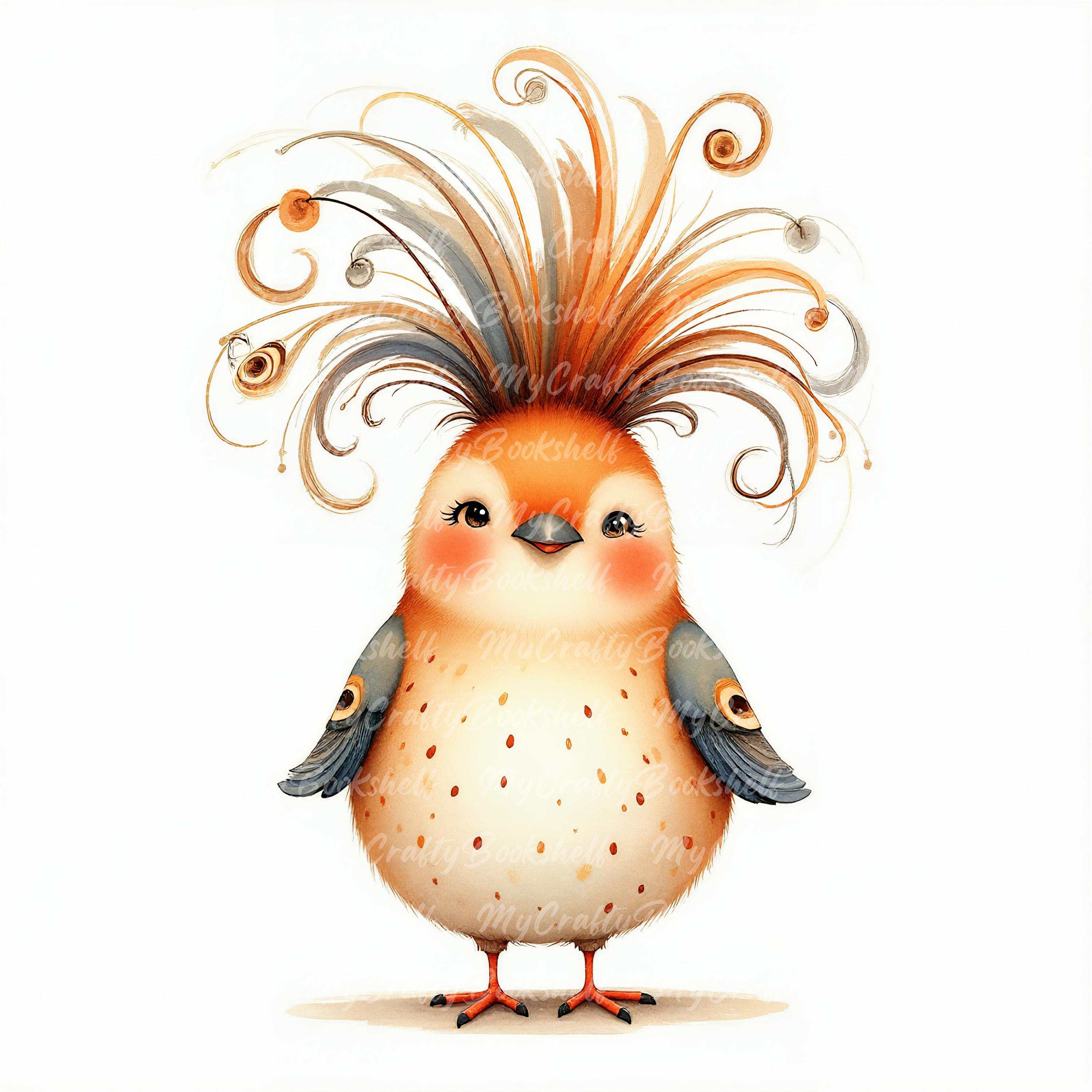 Quirky Watercolor Quail Clipart: Whimsical Bird Pngs (commercial Use ...