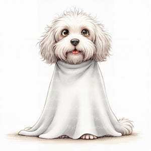 8 Jpgs Quirky Ghost Dog Clip Art Bundle, Halloween Clipart, Watercolor ...