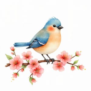 12 PNG Whimsical Birds Clip Art, Birds With Flowers, Cute Birds Digital ...