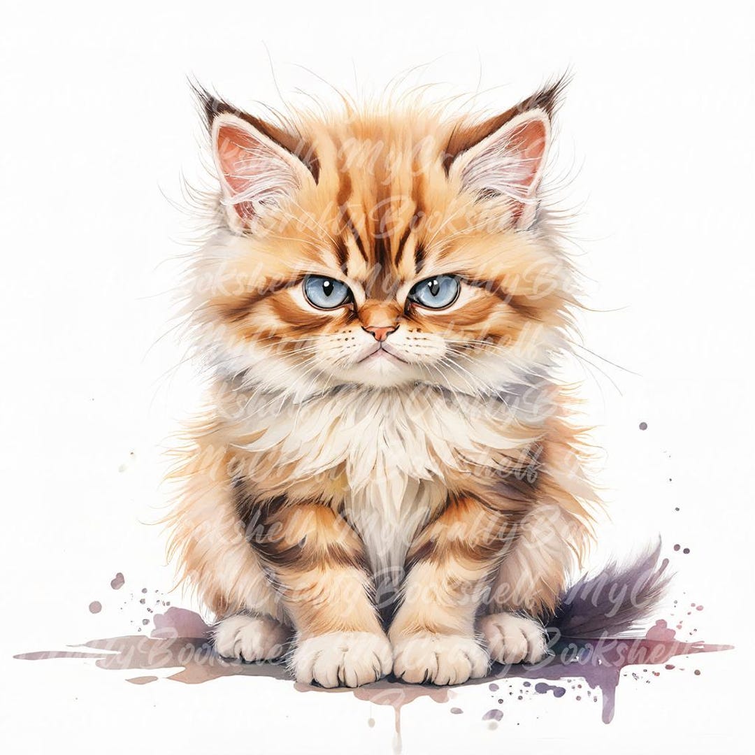 12 Grumpy Sad Kitten Clipart, Cat Clipart, Printable Watercolor Clipart ...