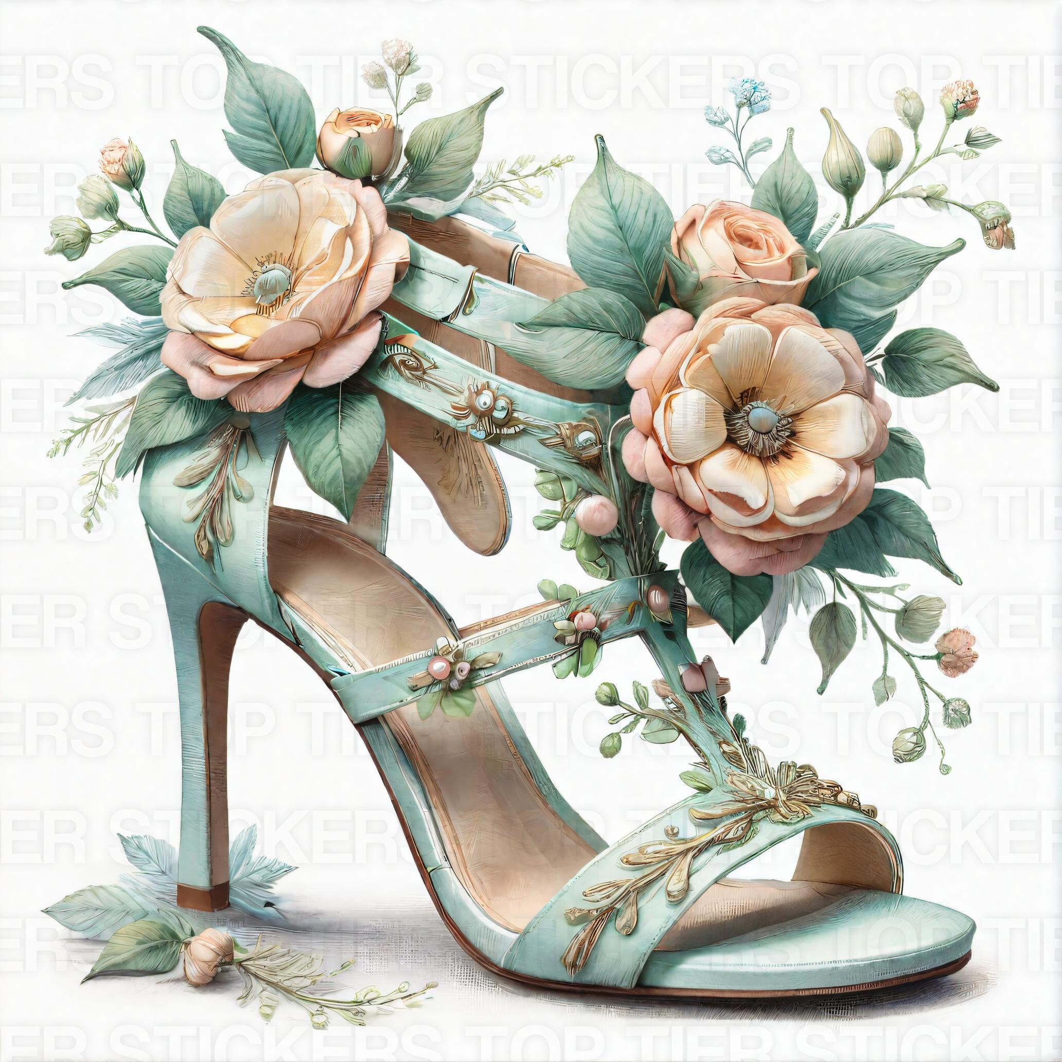 21 Floral Prom Shoes Clipart, High Heels Clipart, Digital Clipart ...