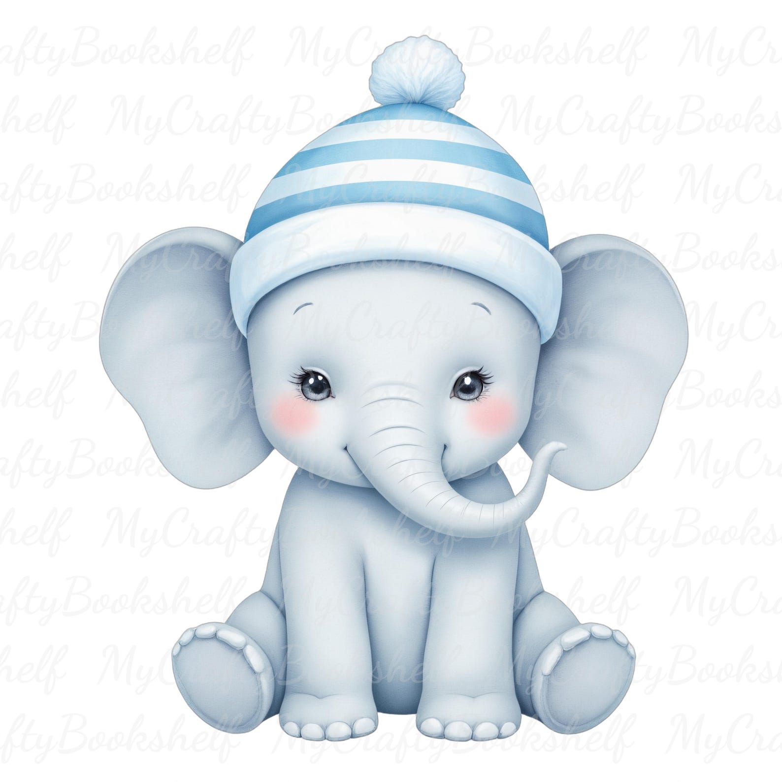 Blue Elephant Nursery Clipart: High-res PNG, Commercial Use (digital ...