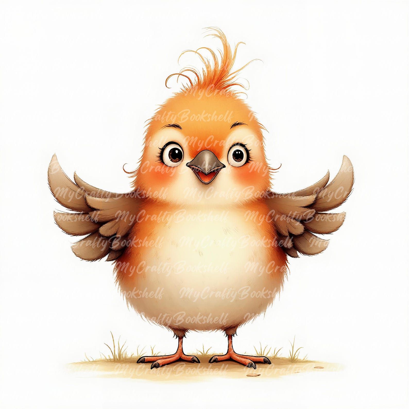 Quirky Watercolor Quail Clipart: Whimsical Bird Pngs (commercial Use ...